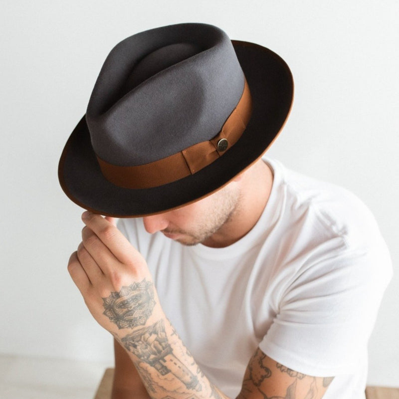 OLD CITY FEDORA HAT – BROWN BAND - Two Roads Hat Co.